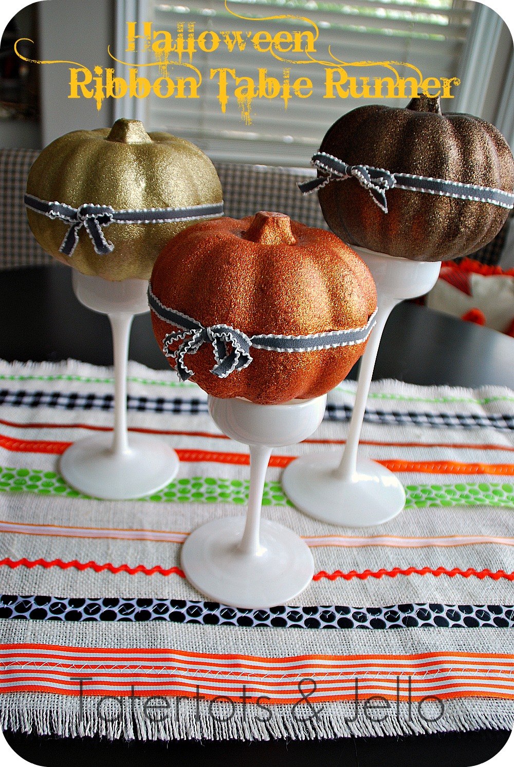 Make an Easy Halloween Ribbon Table Runner!! - Tatertots and Jello
