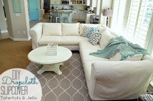 Make a Dropcloth Sofa Sectional Slipcover! - Tatertots and Jello