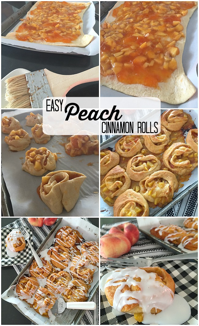 Easy Peach Cinnamon Rolls with Lemon Glaze Topping