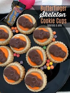 Butterfinger Skeleton Cookie Cups - make the BEST skeleton cookies