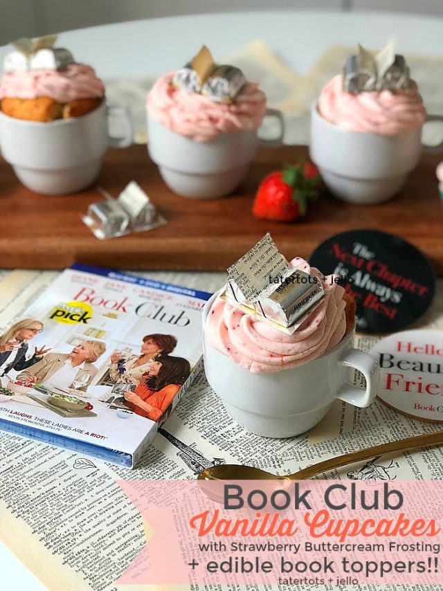 Throw a Book Club Party - Cupcakes in Teacups with Book Toppers!