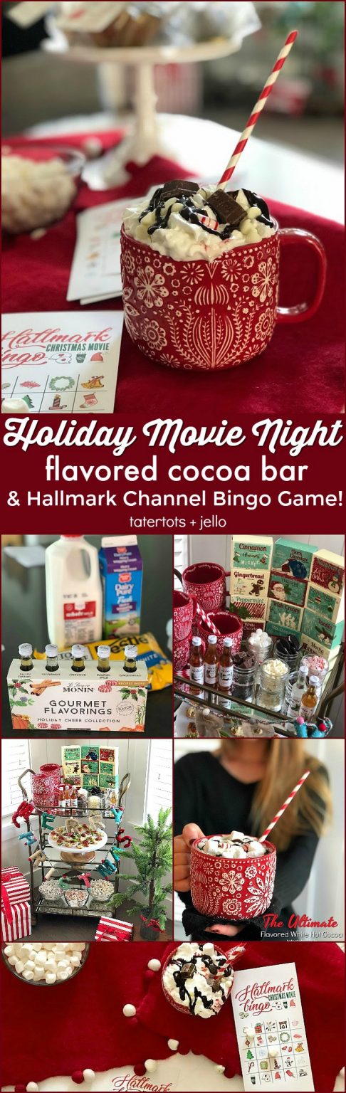 Holiday Movie Party, Flavored Hot Cocoa Bar + printable BINGO Game!