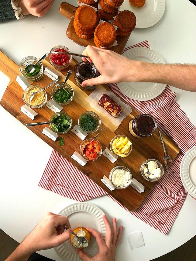 Holiday Appetizer - Southern-Style Cornbread Crostinis with Topping Bar