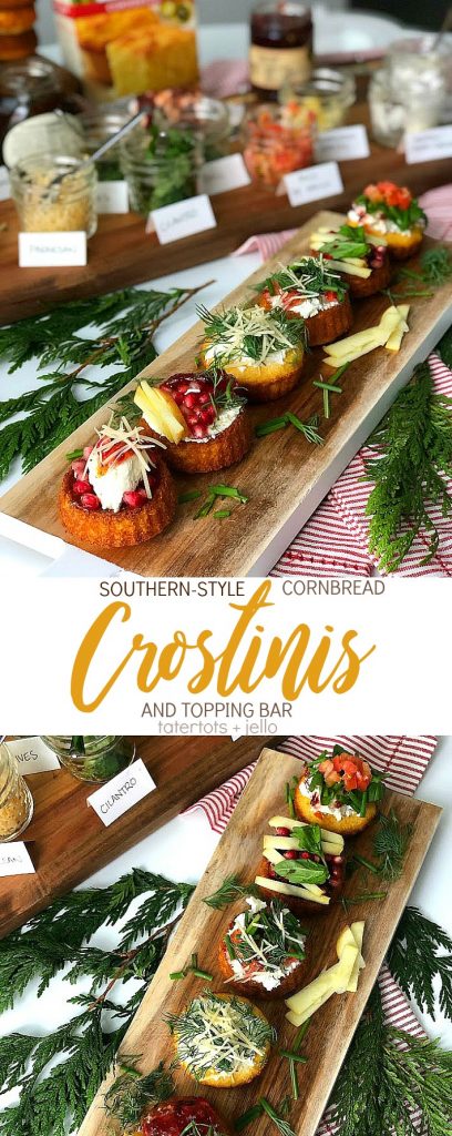 Holiday Appetizer - Southern-Style Cornbread Crostinis with Topping Bar
