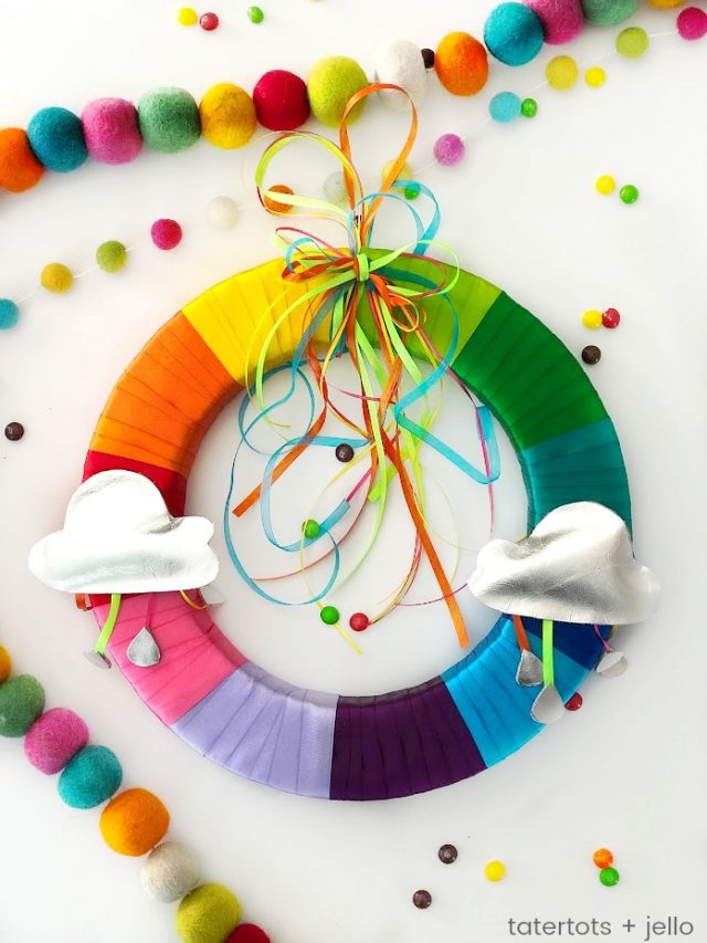 Make a Colorful Rainbow Wreath for Spring - easy DIY idea!