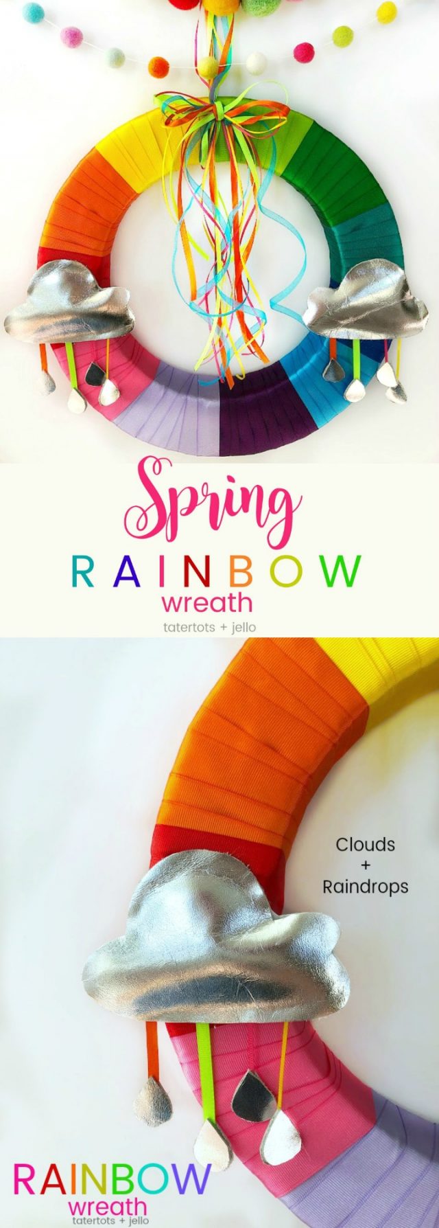 Make a Colorful Rainbow Wreath for Spring - easy DIY idea!