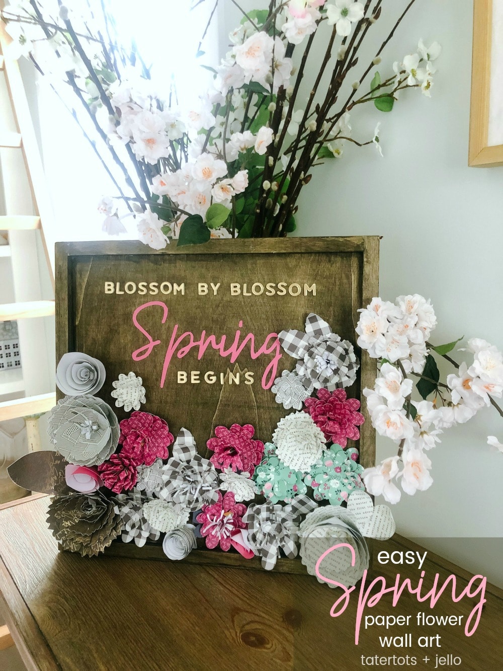 Easy Spring Paper Flower Wall Art + 4 More Paper Flower DIY Ideas!