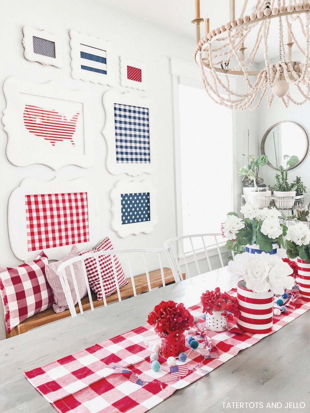 Fourth of July Red White and Blue Gallery Wall Using Fabric