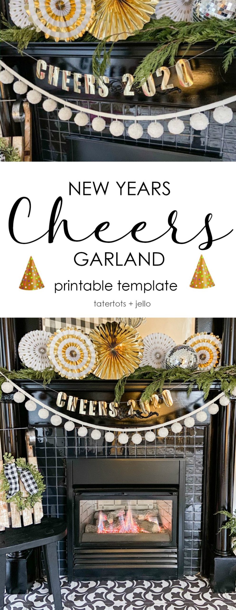 DIY New Years CHEERS Garland and Printable Template