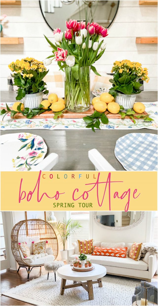 Colorful Boho Cottage Spring Home Tour - easy DIY ideas!