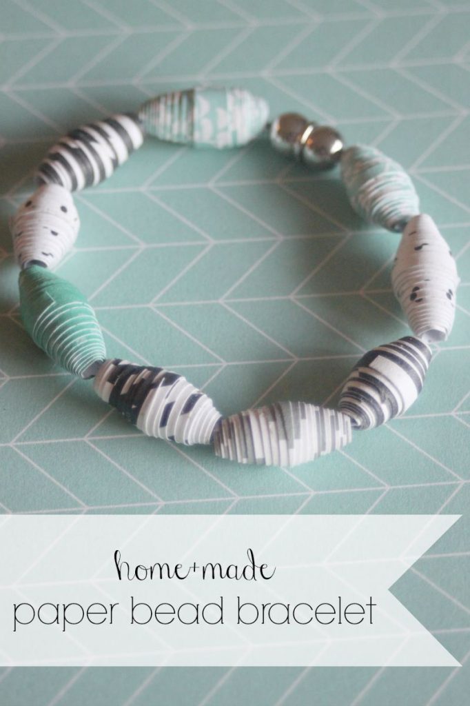 Homemade Paper Bead Bracelet - made with scrapbook paper
