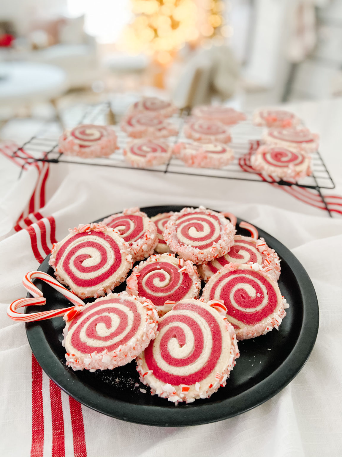 Candy Cane Frosted Swirl Cookies - Tatertots and Jello