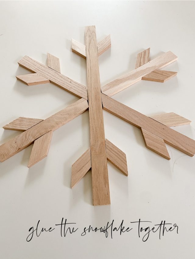 DIY Giant Farmhouse Winter Wood Snowflake Decorating