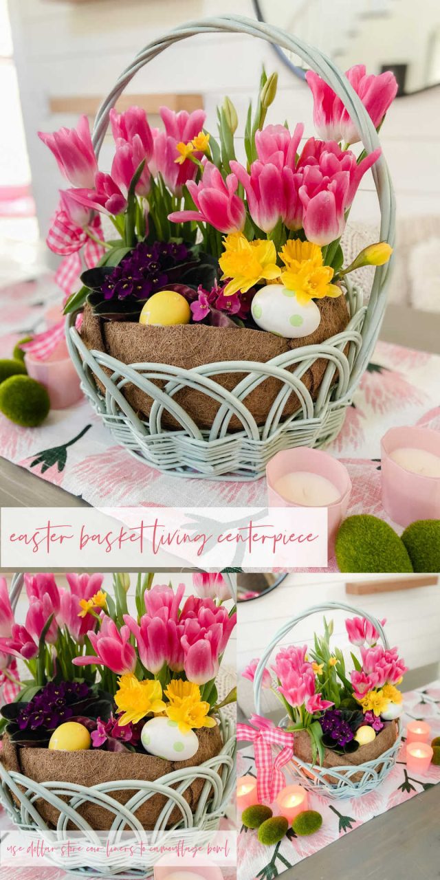 Easter Basket Living Floral Centerpiece Spring Table