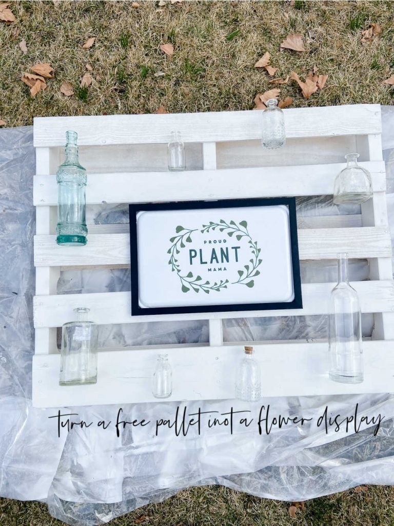 DIY Spring Pallet Hanging Flower Display Mantel Fireplace