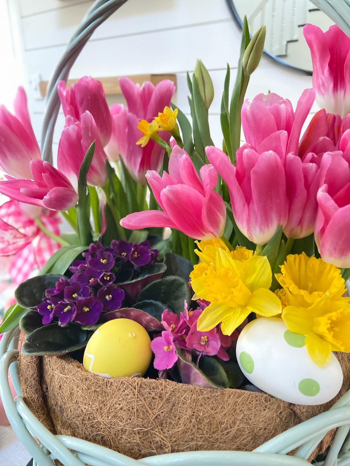 Easter Basket Living Floral Centerpiece Spring Table