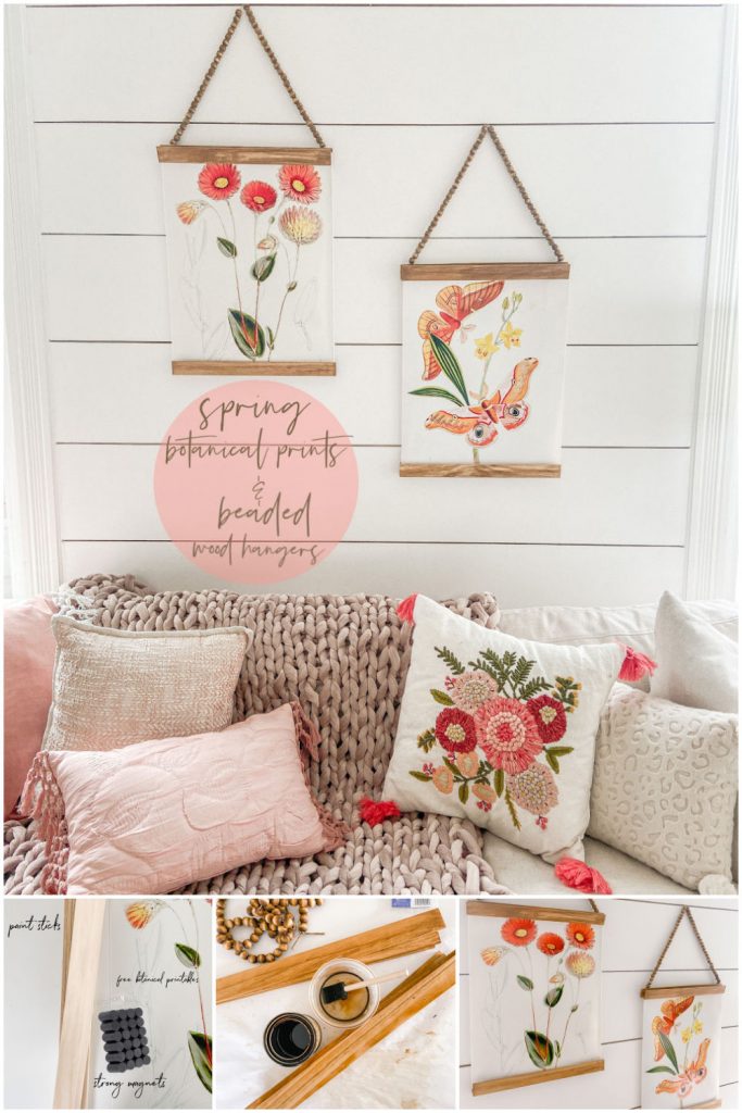 Spring Botanical Prints with DIY Beaded Hangers for less than $5!