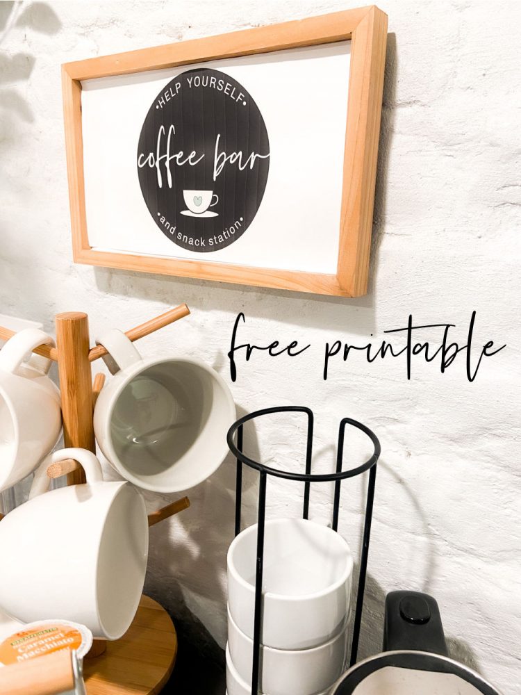 Coffee and Snack Bar Cart Upcycle and free printable sign for an airbnb