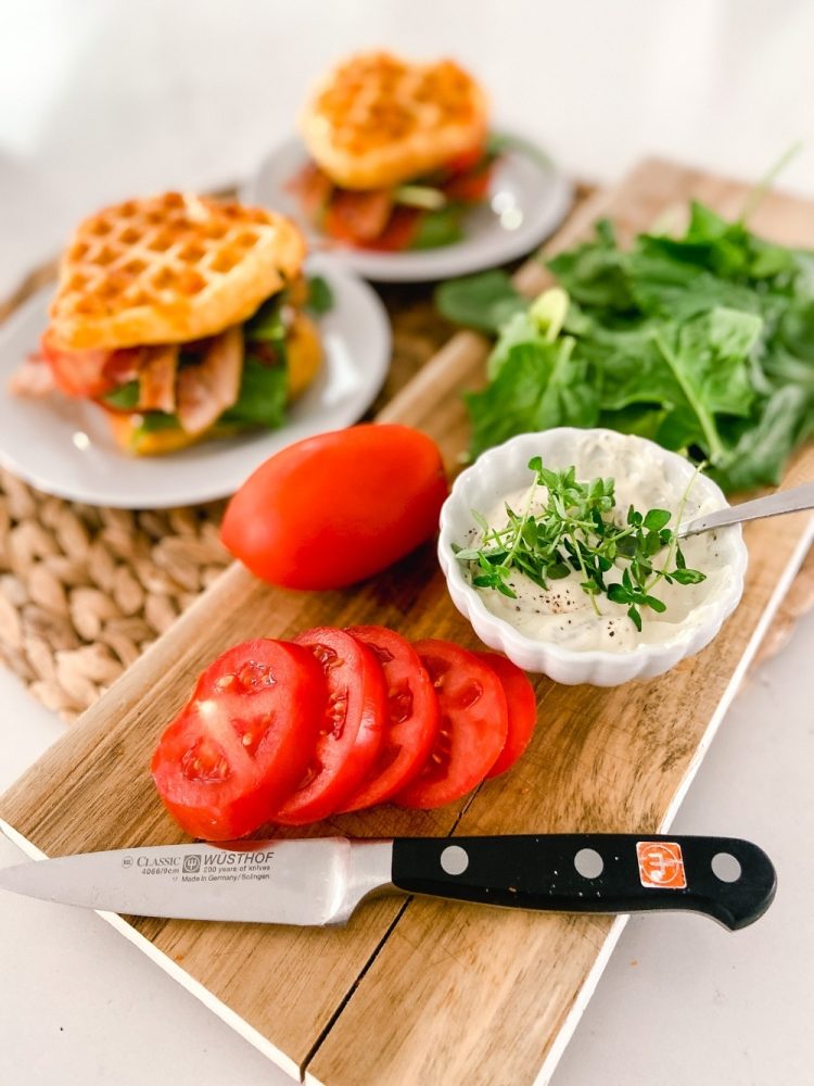 The Yummiest Keto Chaffle BLT Sandwich with Herb Mayo - 4 grams carbs