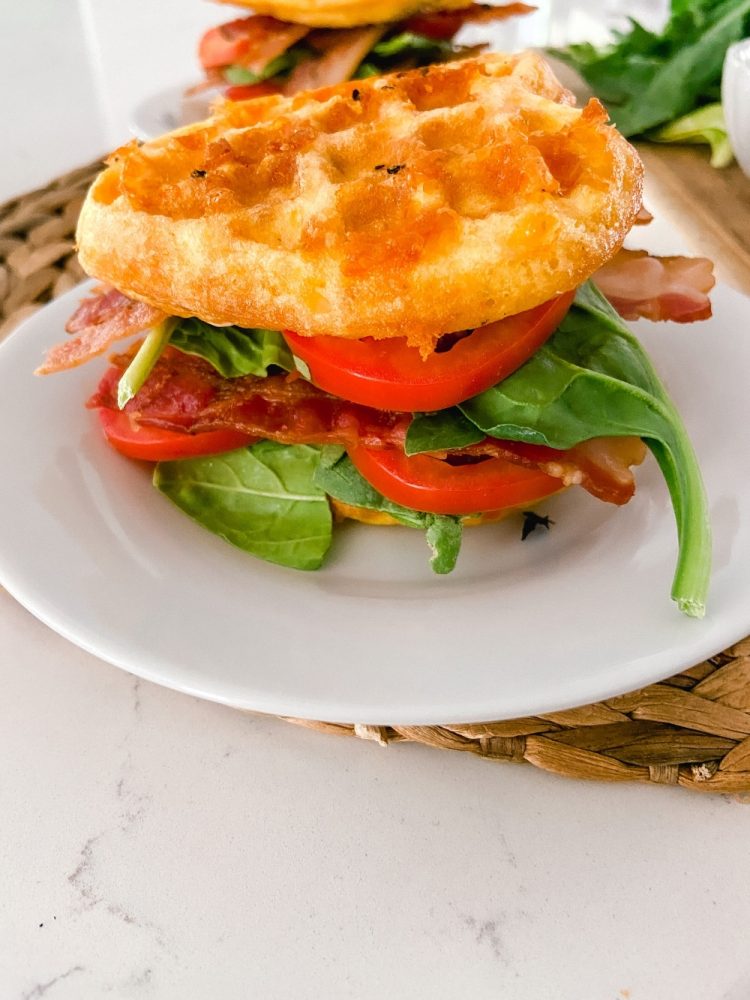 The Yummiest Keto Chaffle BLT Sandwich with Herb Mayo - 4 grams carbs
