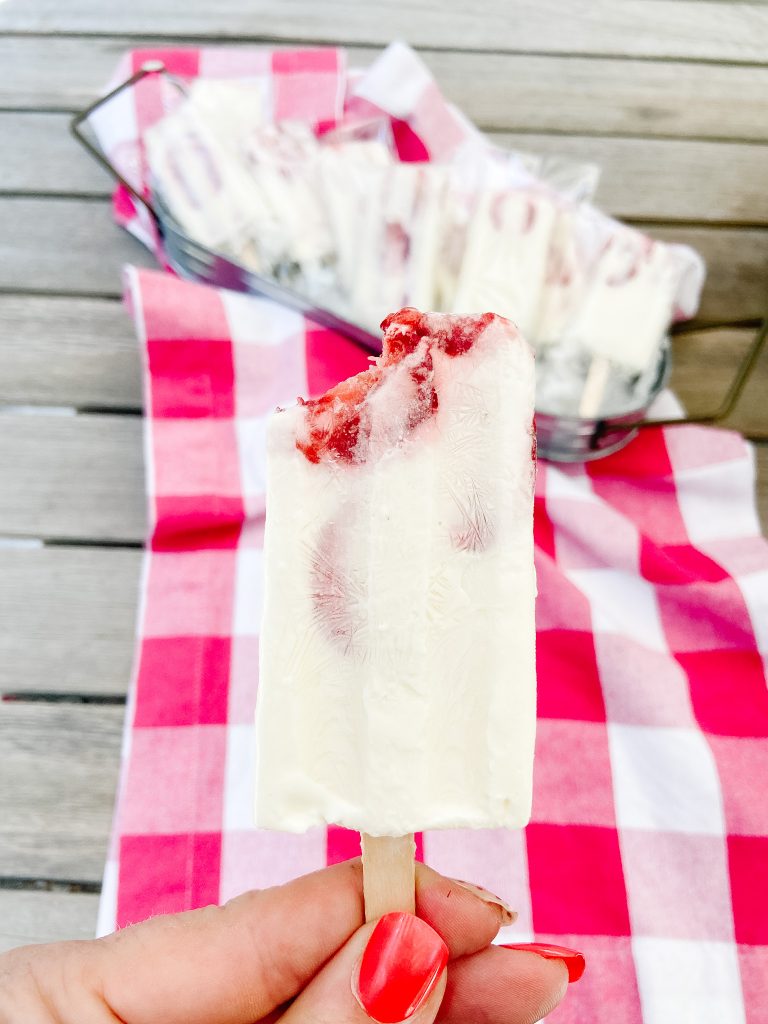 3-Ingredient Strawberry Creamsicle Popsicles - keto and 3.5 net carbs!