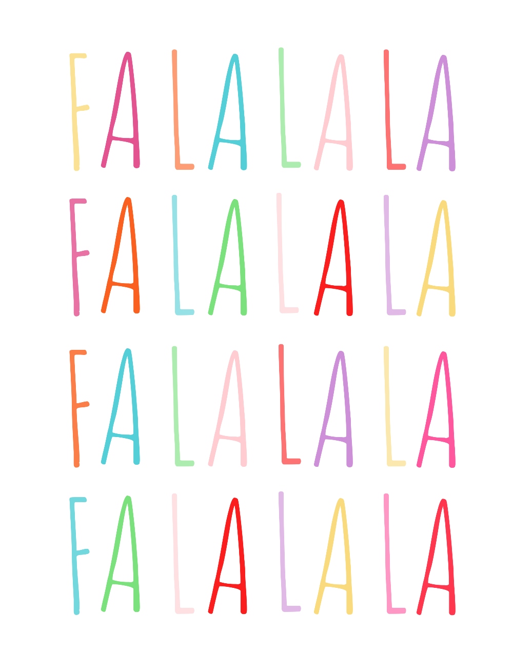 FALALALA Three Colorful Holiday Signs - print them out for instant decor!