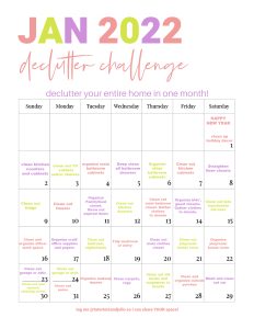 January Declutter Challenge 2022 - tackle one space each day!