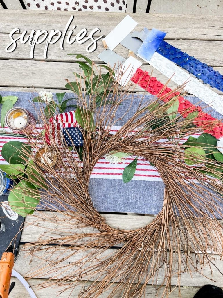 Patriotic Red White and Blue Star Wreath - and mantel ideas!