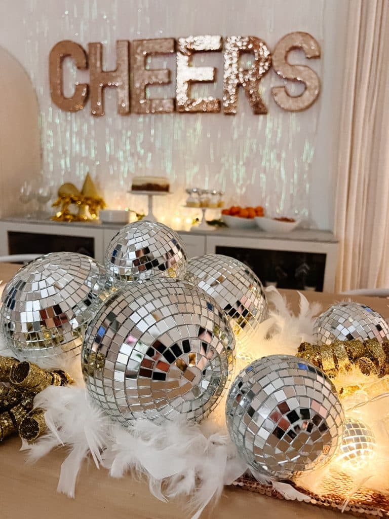 Sparkly Silver and Gold New Year's Eve Party Ideas - Disco-theme!
