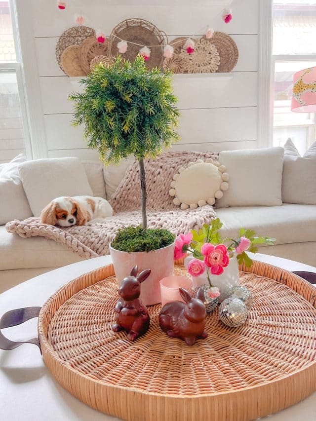 DIY Spring Topiary and Aged Pot - an easy craft for Spring!