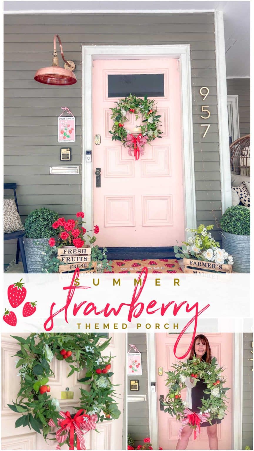 DIY Summer Strawberry-Theme Wreath and Porch!