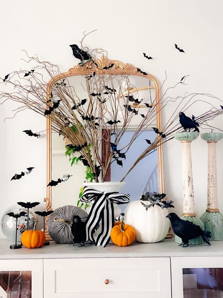 DIY Halloween Bat Branch Centerpiece - an almost FREE idea!
