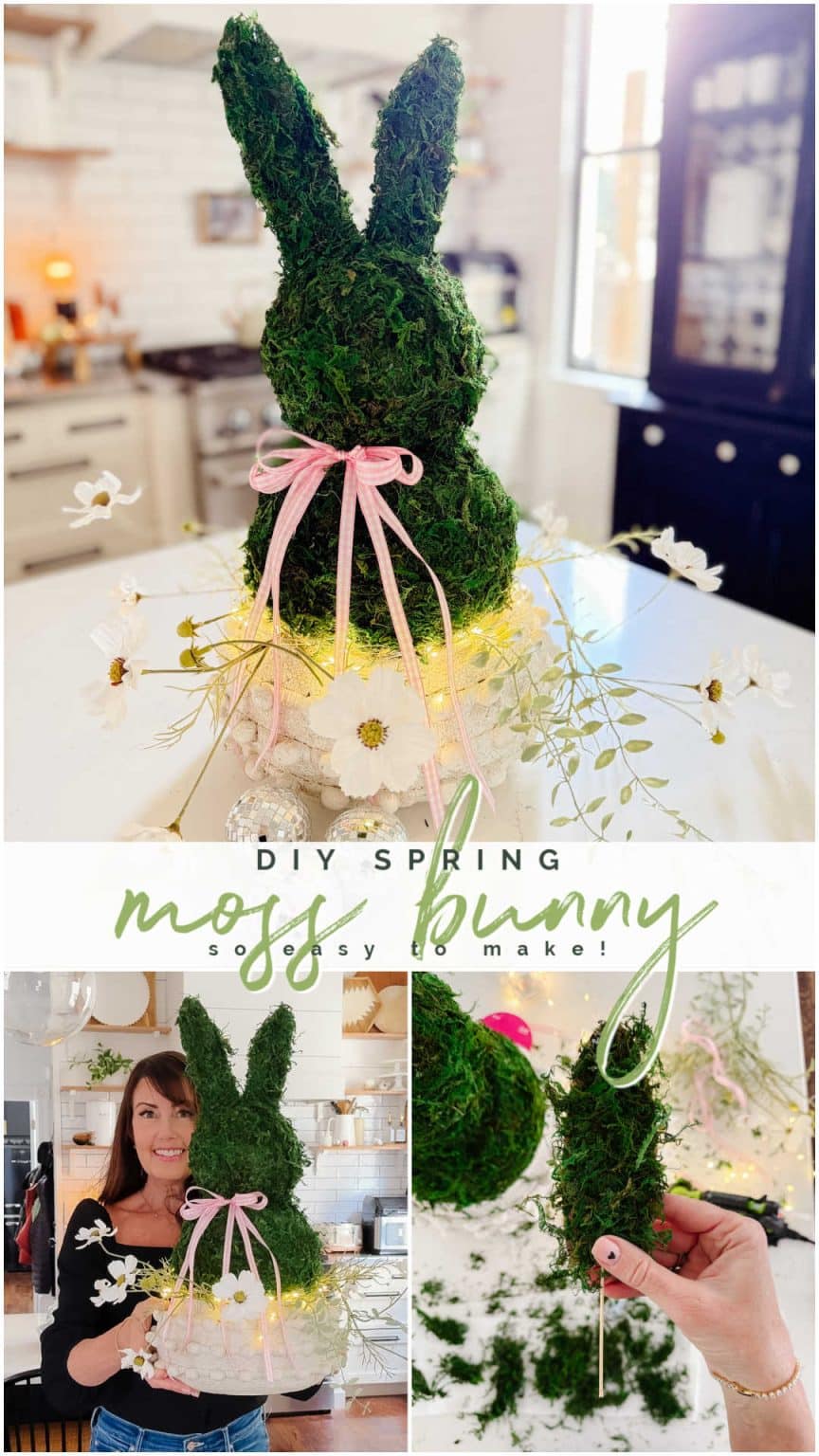 DIY Spring Moss Bunny Topiary - centerpiece idea!