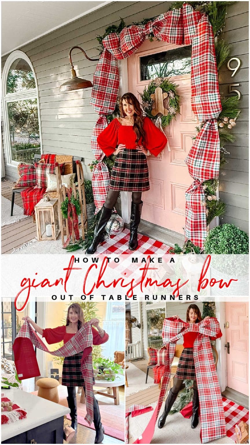 Make an Easy Giant Christmas Bow - using table runners!